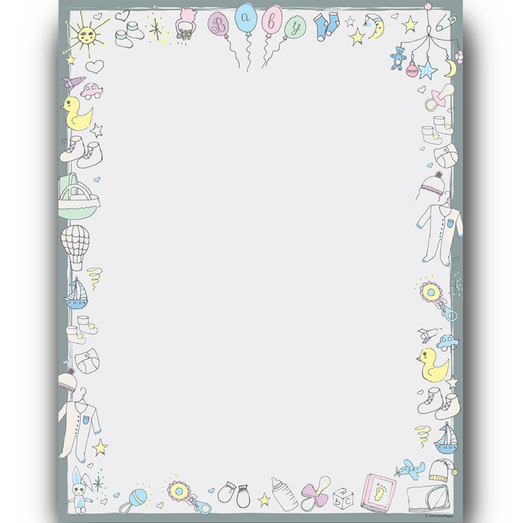 Baby Shower Stationery Paper Printable Paper With Baby Borders Free ...