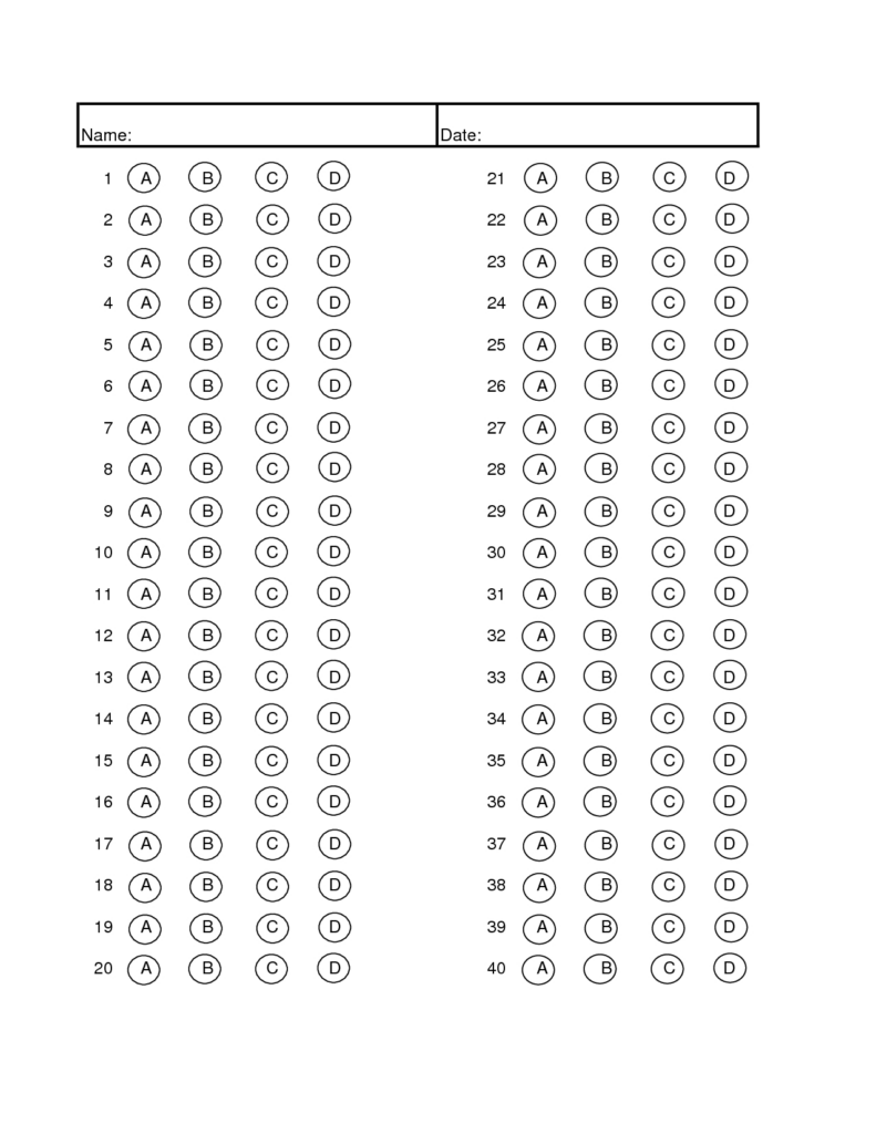 Free Printable Bubble Answer Sheets Free Printables | Rossy Printable