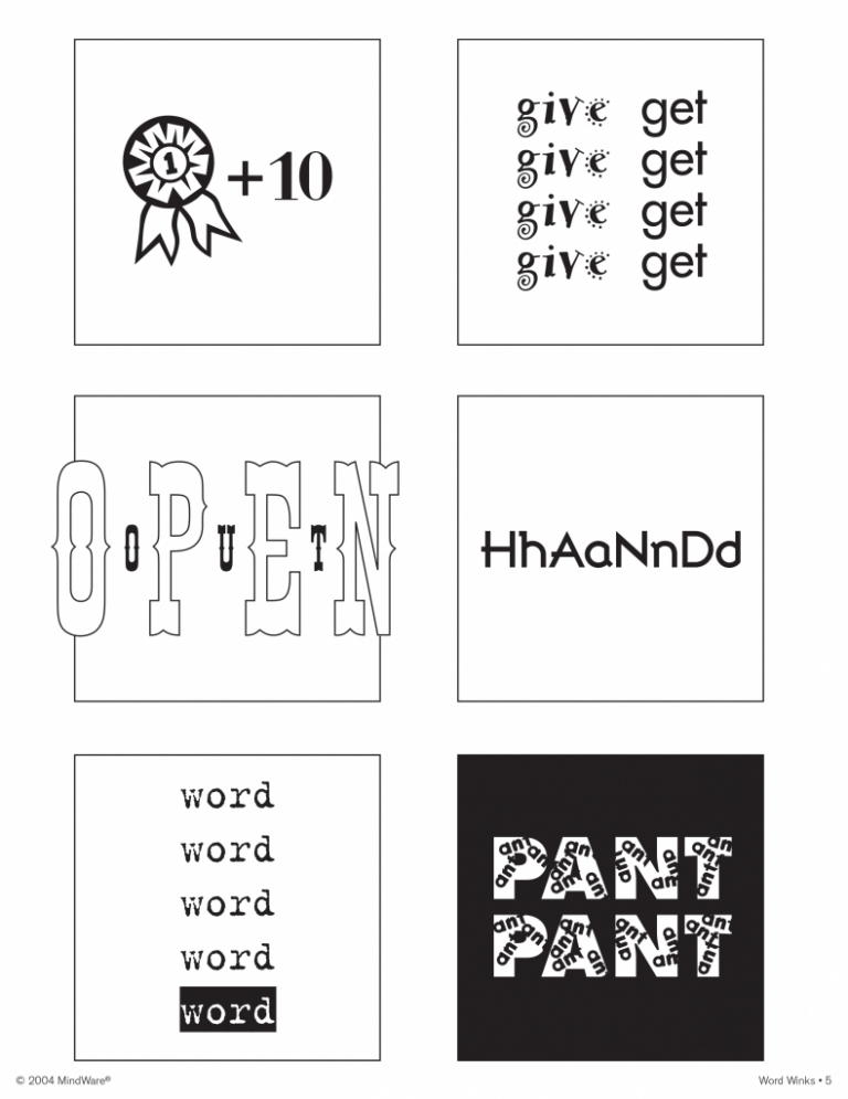Free Printable Word Winks Free Printable | Rossy Printable
