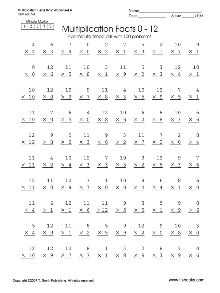 Printable Multiplication Speed Drills PrintableMultiplication | Rossy ...