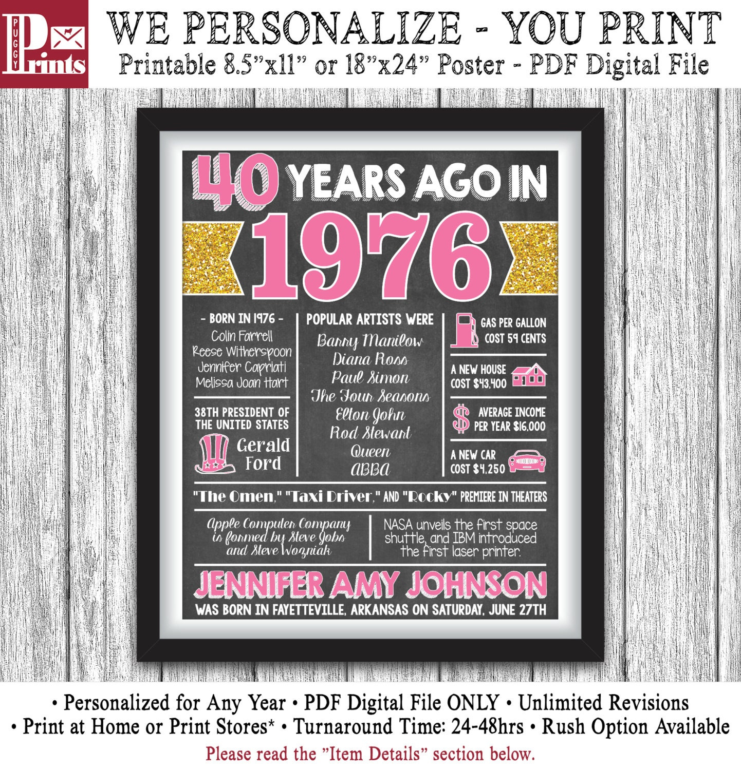 The Year You Were Born Printable Free Rossy Printable