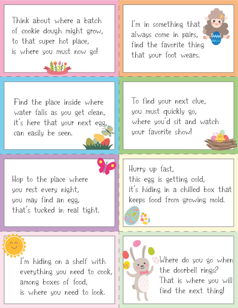Free Printable Outdoor Easter Scavenger Hunt Clues | Rossy Printable