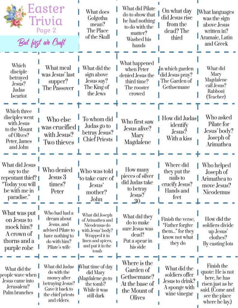 Easter Trivia Printable | Rossy Printable