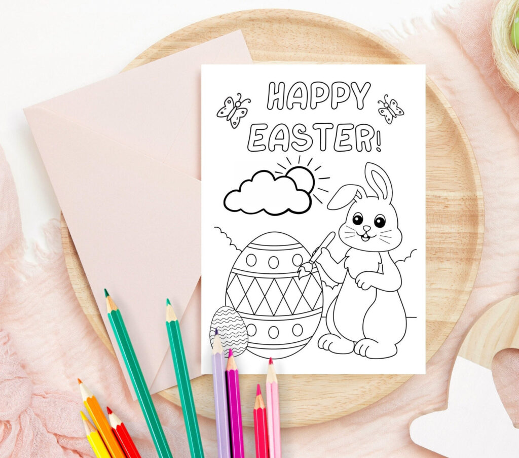 Printable Coloring Easter Cards | Rossy Printable