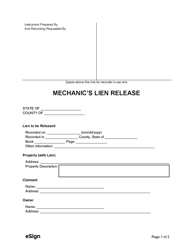 Free Printable Lien Release Form | Rossy Printable