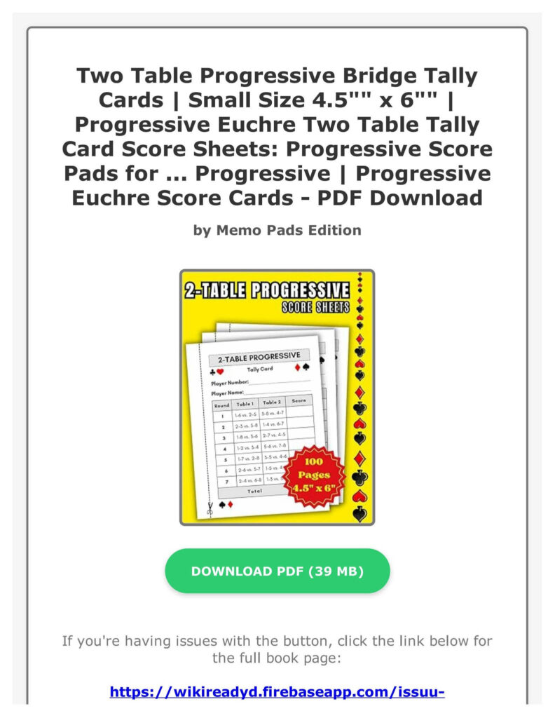 Free Printable 2 Table Bridge Tallies | Rossy Printable